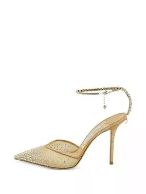 JIMMY CHOO Saeda Crystal-embellished Stiletto Pumps - Gold