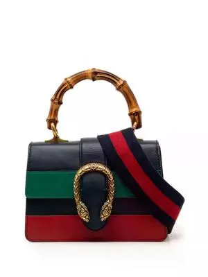 Gucci 2016-2026 Mini Calfskin Web Bamboo Dionysus Satchel - Blue