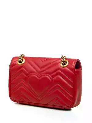 Gucci Small Gg Marmont Matelassé Calfskin Shoulder Bag - Red