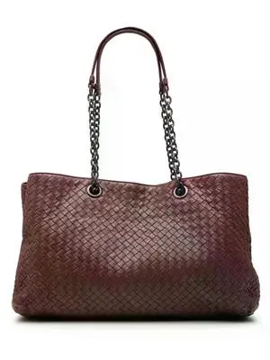 Bottega Veneta Large Nappa Intrecciato Double Chain Tote Bag - Red