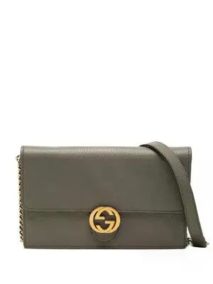 Gucci 2000-2015 Dollar Calfskin Interlocking G Wallet On Chain Crossbody Bag - Brown