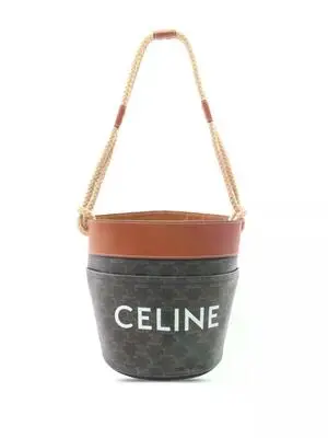 Celine Triomphe Coated Canvas Bucket Bag - Black