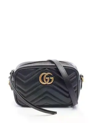 Gucci Mini Gg Marmont Matelassé Leather Crossbody Bag - Black