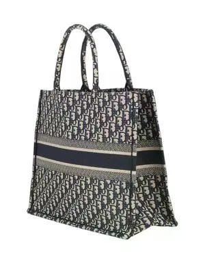 Dior Large Oblique Embroidered Canvas Book Tote Bag