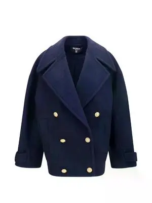 Balmain Double-breasted Wool Coat - Blue