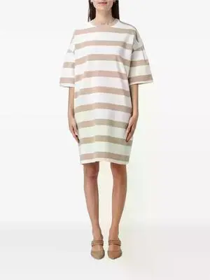 Max Mara Striped Short-sleeve Midi Dress