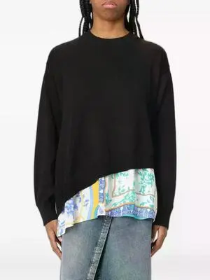 Moschino Printed-insert Asymmetric Sweater - Black