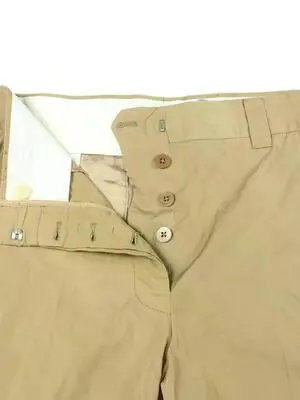 Miu Miu Beige Cotton Poplin Logo Embroidered Shorts