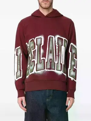 DISCLAIMER Logo Print Cotton Hoodie - Red