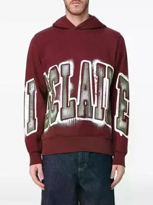 DISCLAIMER Logo Print Cotton Hoodie - Red
