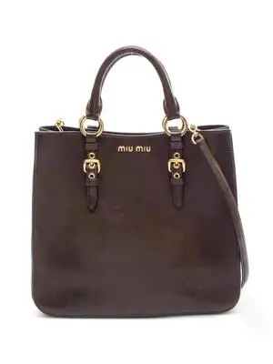 Miu Miu Madras Leather Two-way Handbag - Brown
