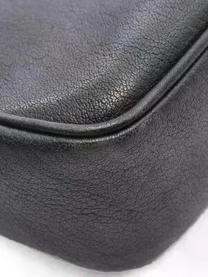 Saint Laurent Leather Grained Monogram Shoulder Bag - Black