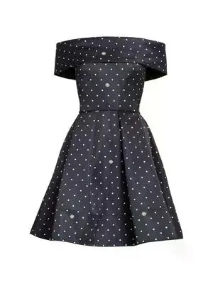 Elie Saab Polka-dot Off-the-shoulder Dress - Blue