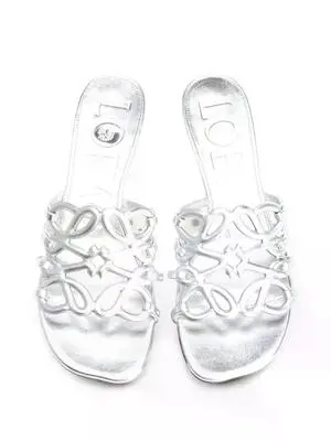 Loewe Anagram Petal Leather Heeled Sandals