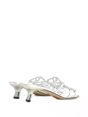 Loewe Anagram Petal Leather Heeled Sandals
