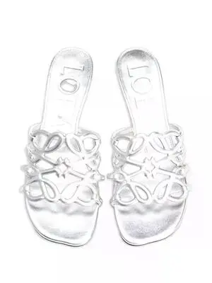 Loewe Anagram Petal Leather Heeled Sandals