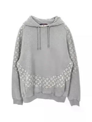 LOUIS VUITTON Circle Cut Monogram-print Hoodie - Grey