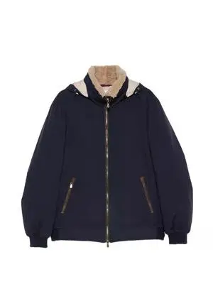 Brunello Cucinelli Shearling Collar Hooded Jacket