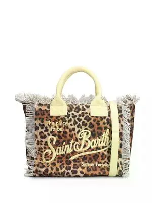 MC2 SAINT BARTH Leopard Print Frayed Tote Bag - Brown