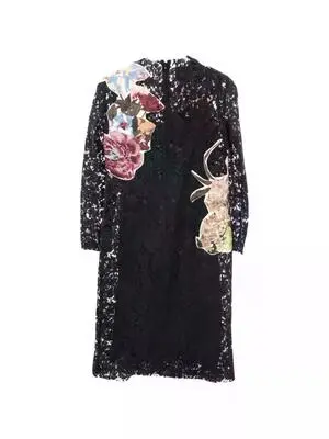Valentino Garavani Floral Appliqué Lace Dress - Black