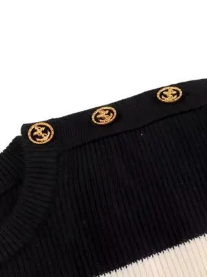 LOUIS VUITTON 2010s Striped Button-detail Sweater