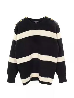 LOUIS VUITTON Striped Button-detail Sweater - Black