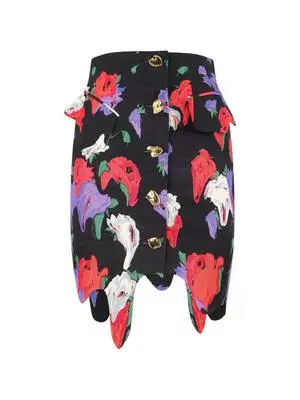 Moschino Floral Print Asymmetrical Skirt - Black