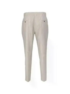 Isaia Vertical Stripe Drawstring Trousers - Neutrals