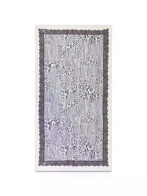 BLUGIRL Leopard-print Lace-trim Scarf - Grey