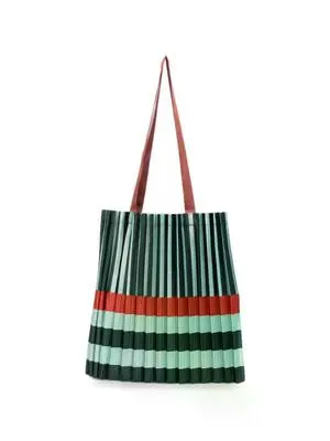 MULTITUDES BAGS Pleated Striped Shoulder Bag - Green