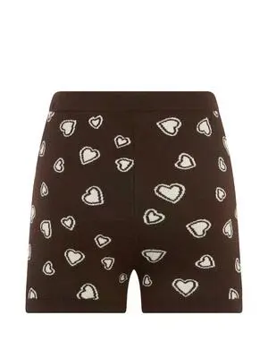 Moschino Heart-print Wool Mini Shorts - Brown