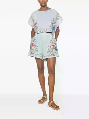 ORSINA Floral Embroidered Cropped Top