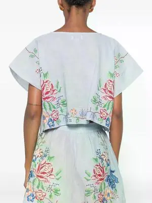 ORSINA Floral Embroidered Cropped Top