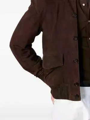 Officine Générale Suede Bomber Jacket - Brown