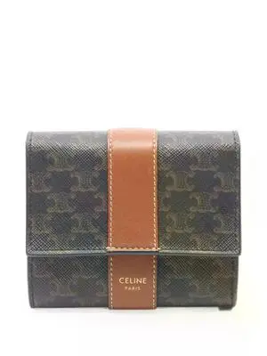 Celine 2010s Triomphe Trifold Wallet - Black