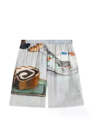 Nanushka Graphic Print Elasticated Shorts - White