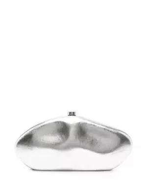 Cult Gaia Thr Caldera Metallic-effect Pebble Clutch Bag - Silver