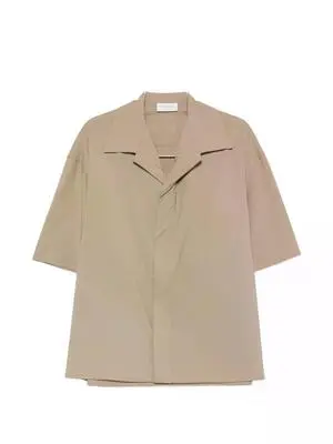 YES LONDON Short-sleeve Notched-collar Shirt - Neutrals