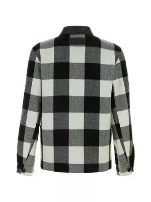 Givenchy Check-pattern Leather-collar Jacket - Black