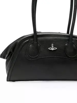 VIVIENNE WESTWOOD Orb Plaque Leather Shoulder Bag - Black