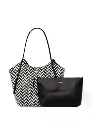 Guess Tessi Chevron-weave Tote Bag - Black