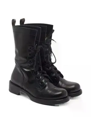 LOUIS VUITTON Monogram Lace-up Combat Boots