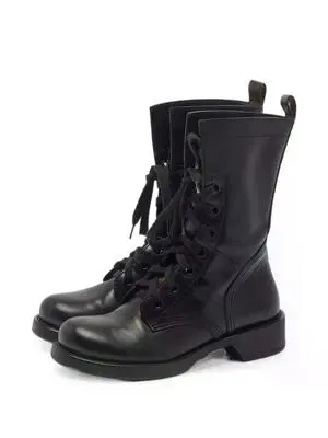 LOUIS VUITTON Monogram Lace-up Combat Boots