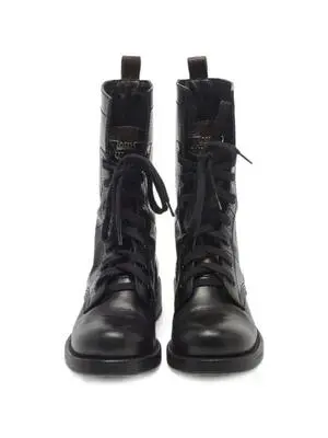 LOUIS VUITTON Monogram Lace-up Combat Boots