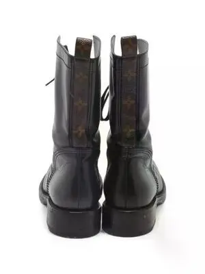 LOUIS VUITTON Monogram Lace-up Combat Boots