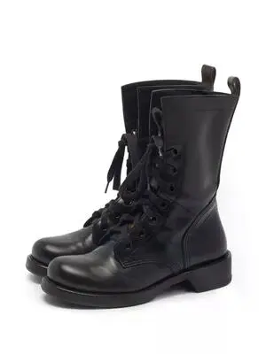LOUIS VUITTON Monogram Lace-up Combat Boots