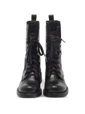 LOUIS VUITTON Monogram Lace-up Combat Boots