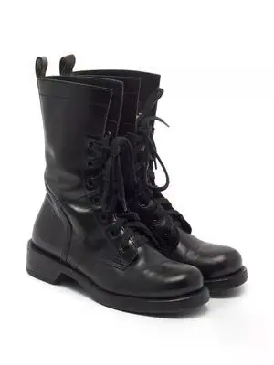 LOUIS VUITTON Monogram Lace-up Combat Boots