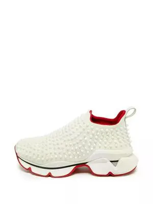 CHRISTIAN LOUBOUTIN Spike Embellishment Slip-on Sneakers - White