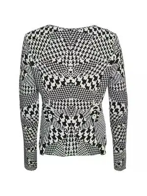 Alexander McQueen Houndstooth Knitted Cardigan - White